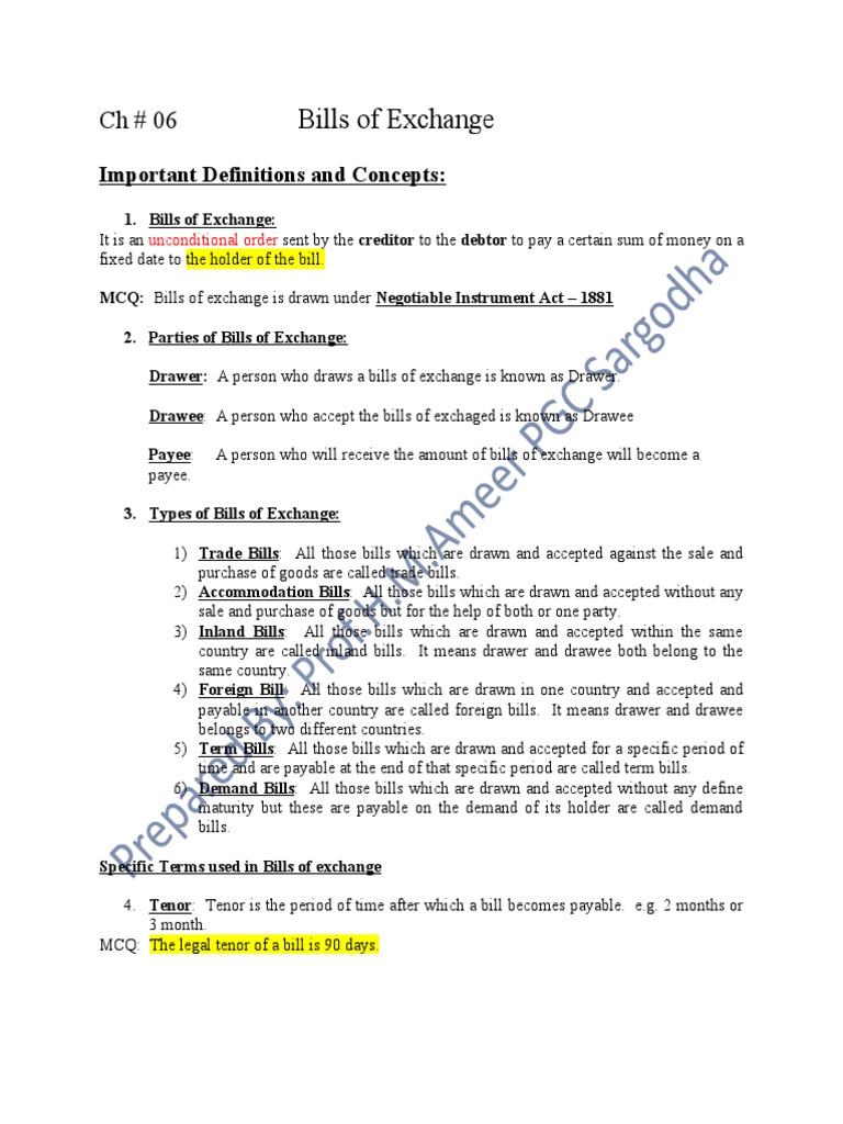 Ch.6 Bills of Exchange Principles of Accounting Notes | PDF ...