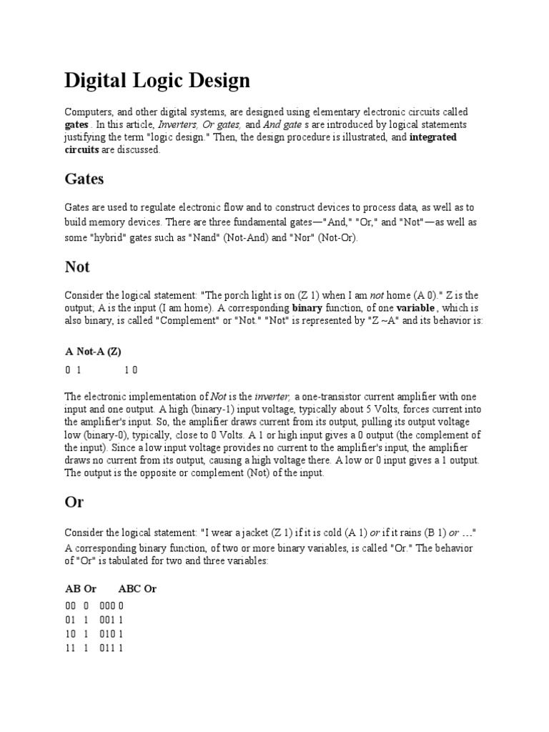 Digital Logic Design | PDF | Logic Gate | Integrated Circuit