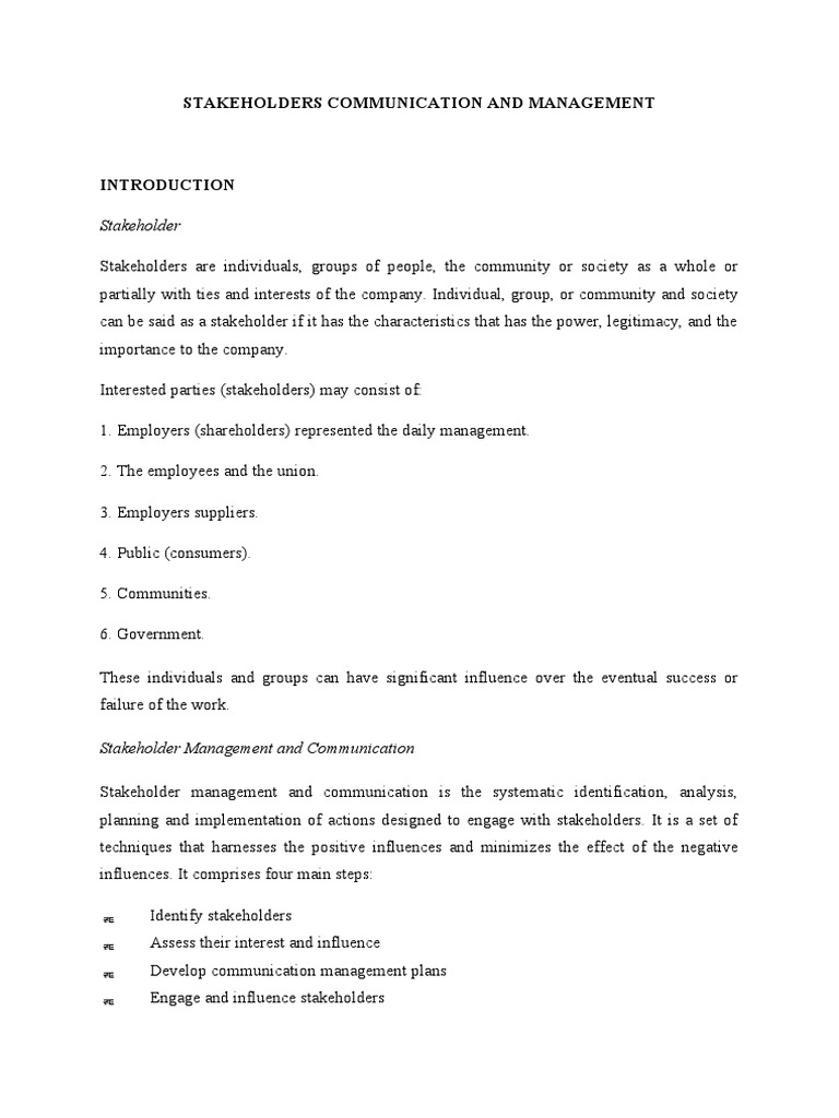 Stakeholder Communication Strategies | PDF | Stakeholder (Corporate ...