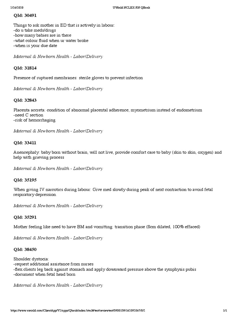 Mother and Baby Labour and Delivery Notes | PDF