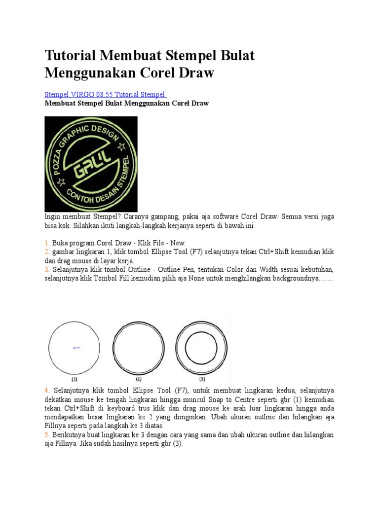 Tutorial Stempel Bulat DGN Corel Draw | PDF