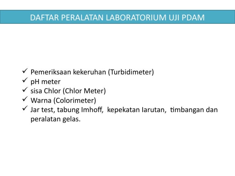 Daftar Peralatan Laboratorium Uji PDAM | PDF