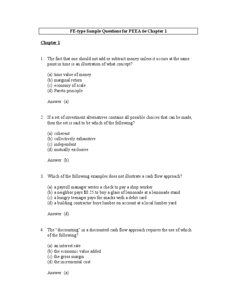 Answers To FE Problems | PDF | Depreciation | Internal Rate Of Return