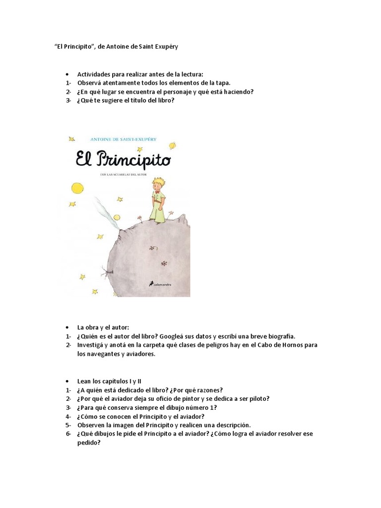 Actividades para leer "El Principito" | PDF