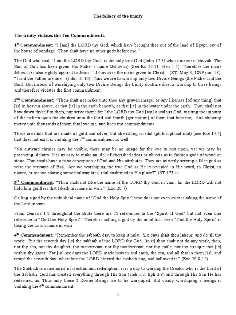 The Fallacy of The Trinity | PDF | Trinity | God The Father