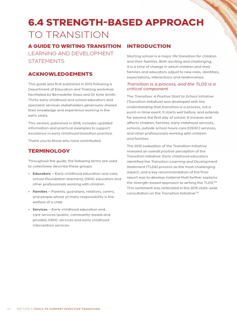 Strength Based Approach To Transition To-School Resource Kit | Download ...