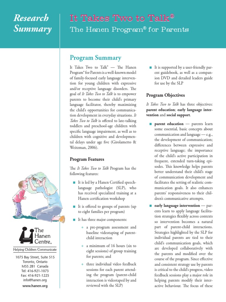 It Takes Two To Talk SLP Research Summary | PDF | Linguistics ...