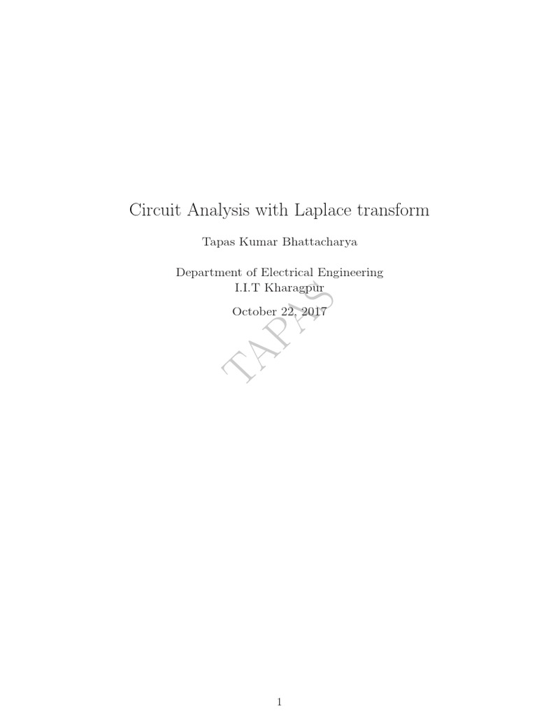 Circuit Analysis With Laplace Transform Week 6 Pdf Pdf Laplace
