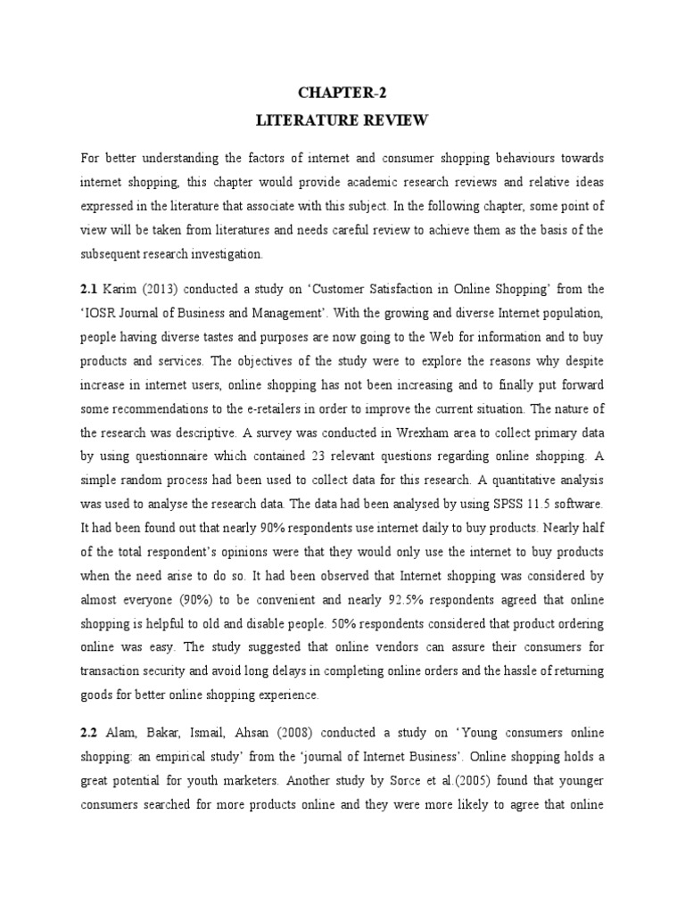 CHAPTER 2 Review of Literature. SAMPLE. | PDF | Online Shopping ...