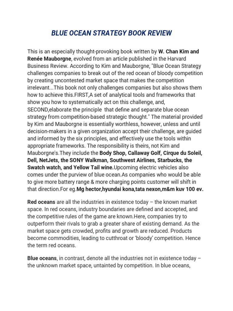 Blue Ocean Strategy Book Review | PDF | Microeconomics | Business