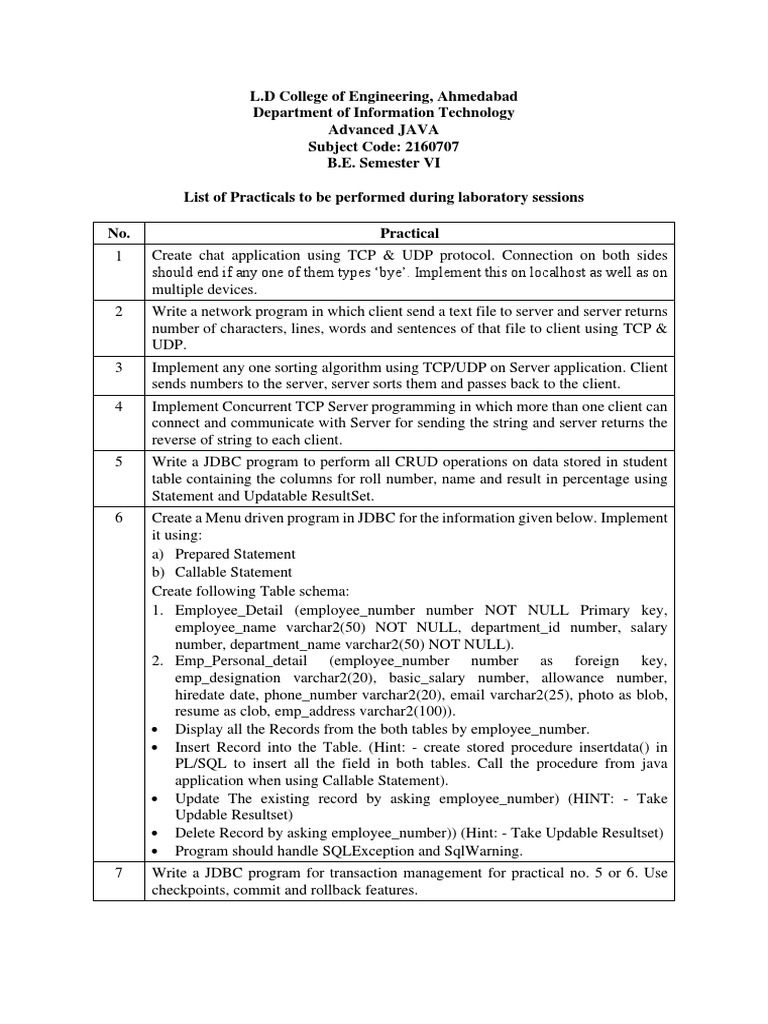 Advanced Java Practical List | Download Free PDF | Java Server Pages ...
