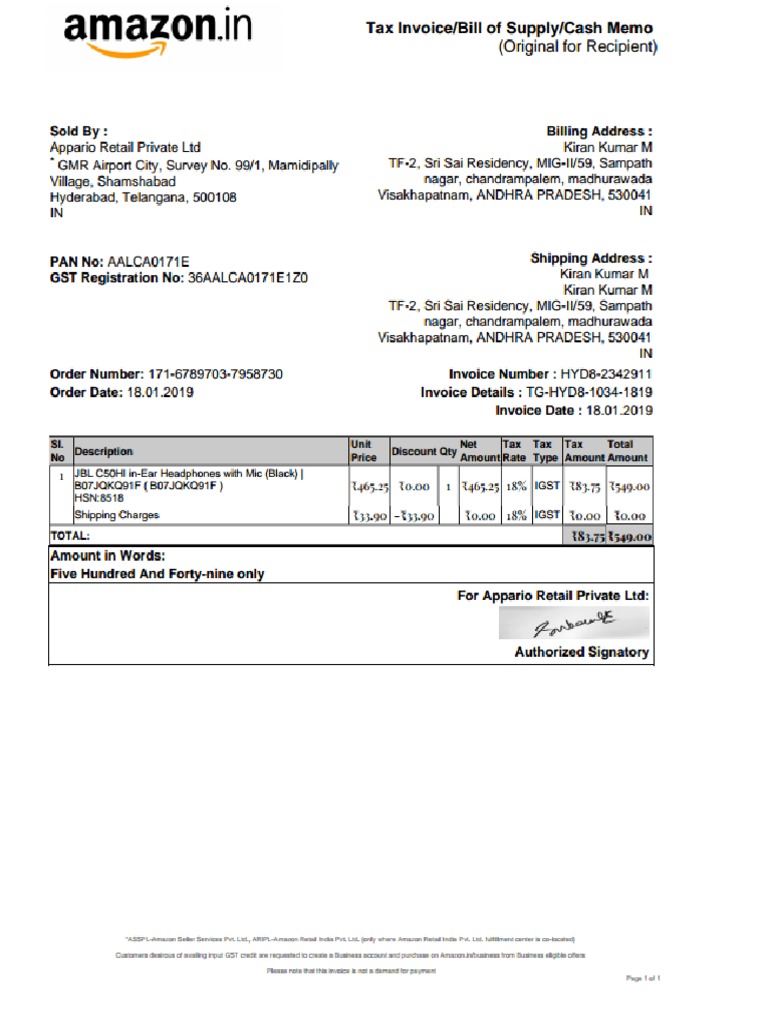 JBL Invoice | PDF