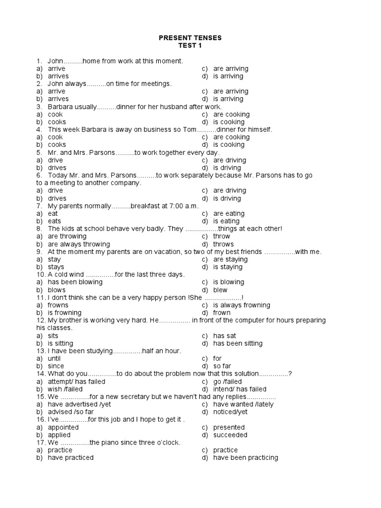 Present Tenses | PDF | English Language | Grammatical Tense