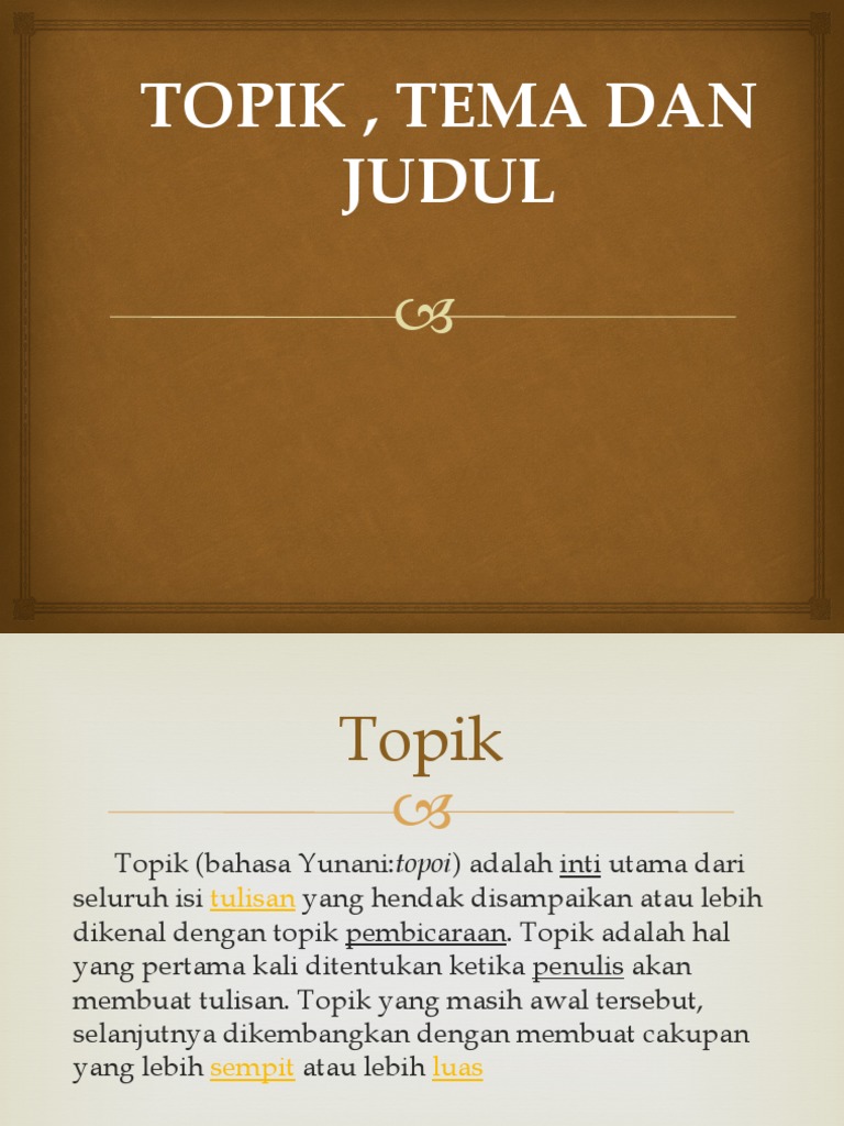 Topik, Tema Dan Judul | PDF