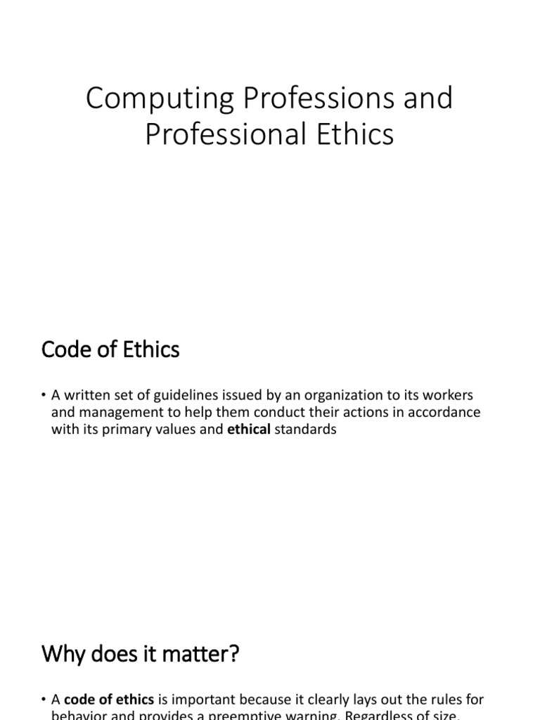 Computing Professions and Professional Ethics PDF | PDF | Profession ...