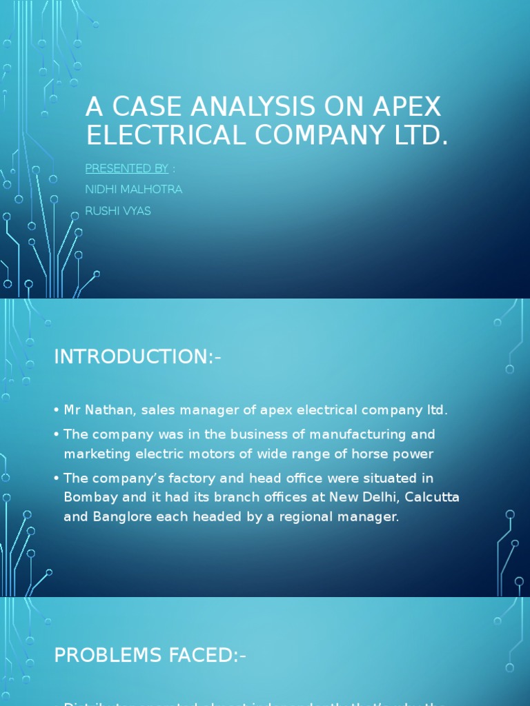 A Case Analysis On Apex Electrical Company LTD | PDF