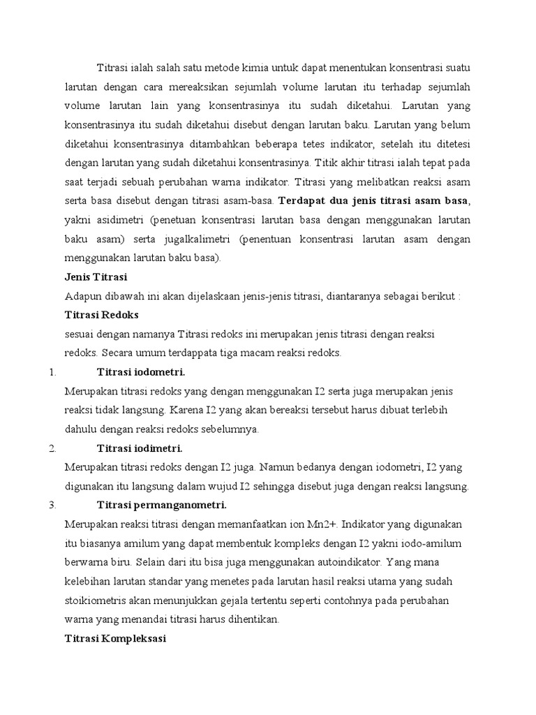 Metode dan Jenis Titrasi Kimia | PDF