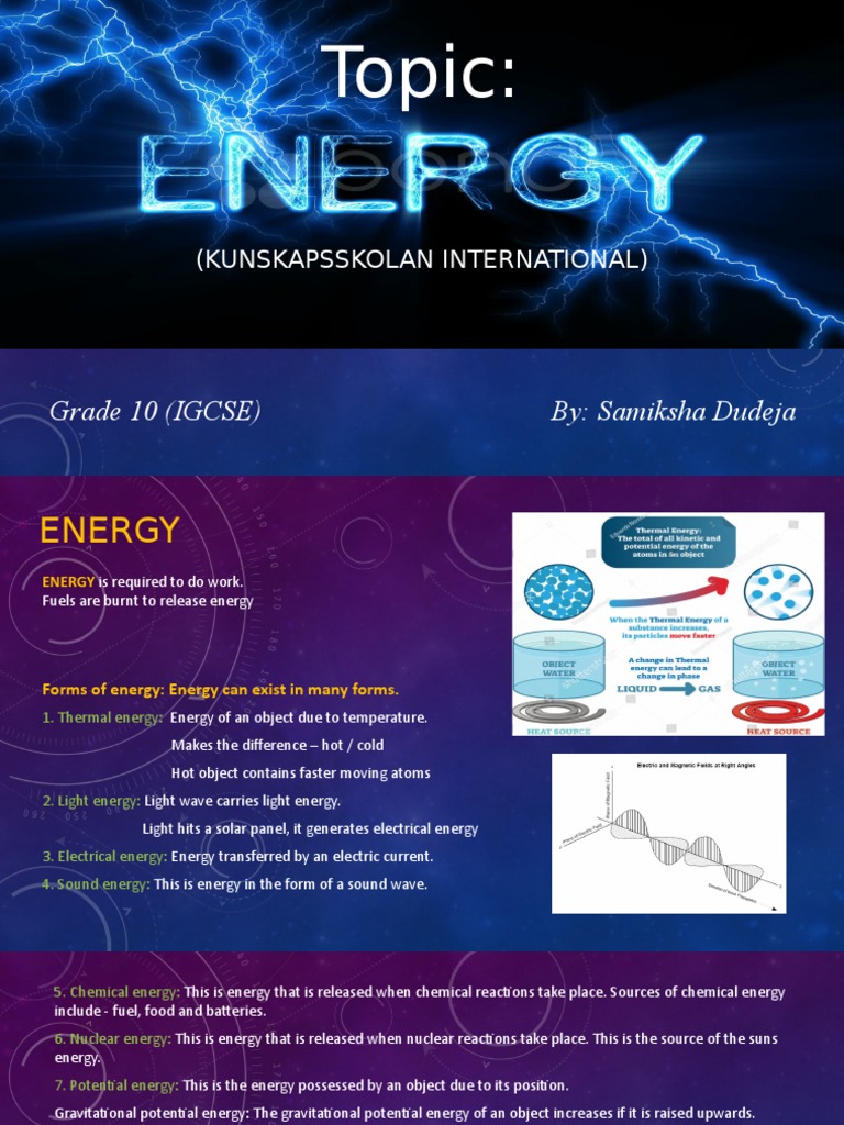Energy Grade 10 IGCSE | PDF | Potential Energy | Kinetic Energy