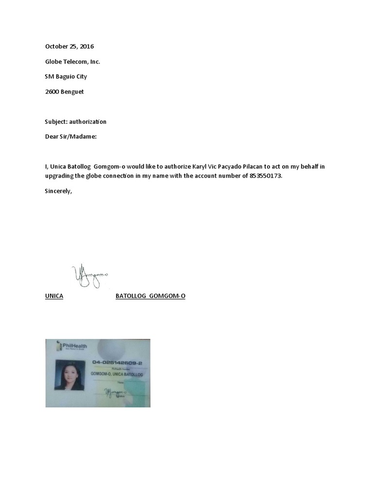 Authorization Letter Internet Cable | PDF