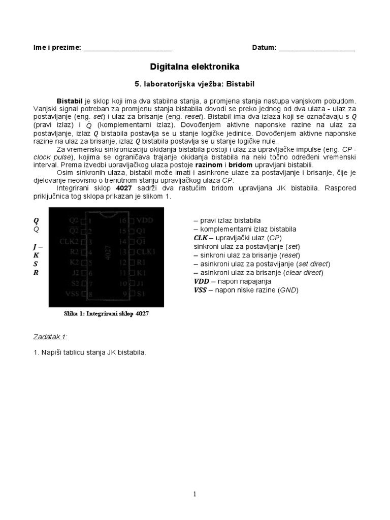 Laboratorijska Vjezba - Bistabil | PDF