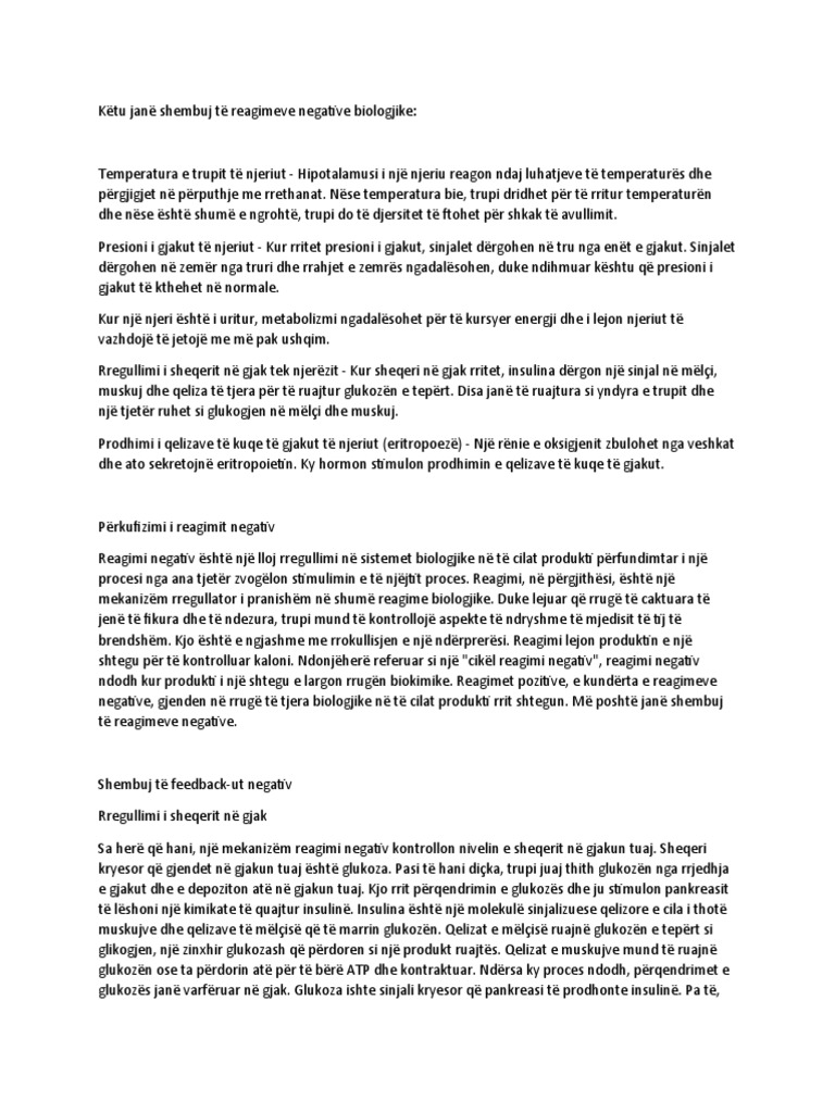 Këtu Janë Shembuj Të Reagimeve Negative Biologjike | PDF