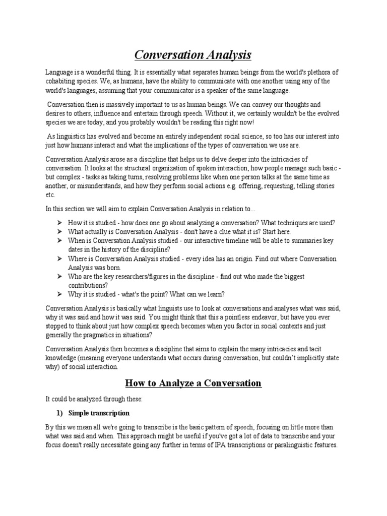 Conversation Analysis | PDF | Symbols | Epistemology