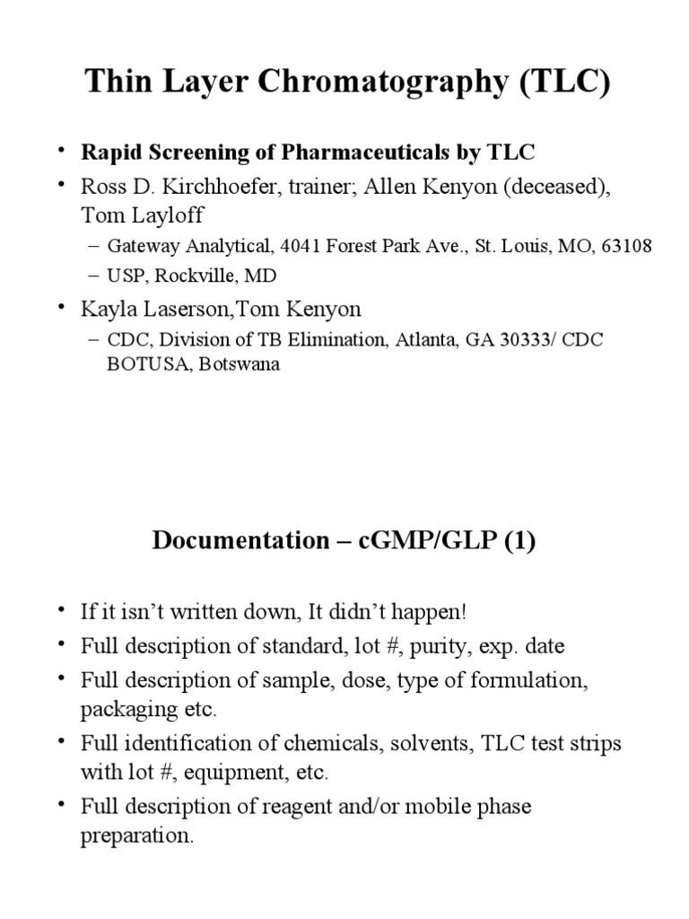 Thin Layer Chromatography (TLC) | PDF