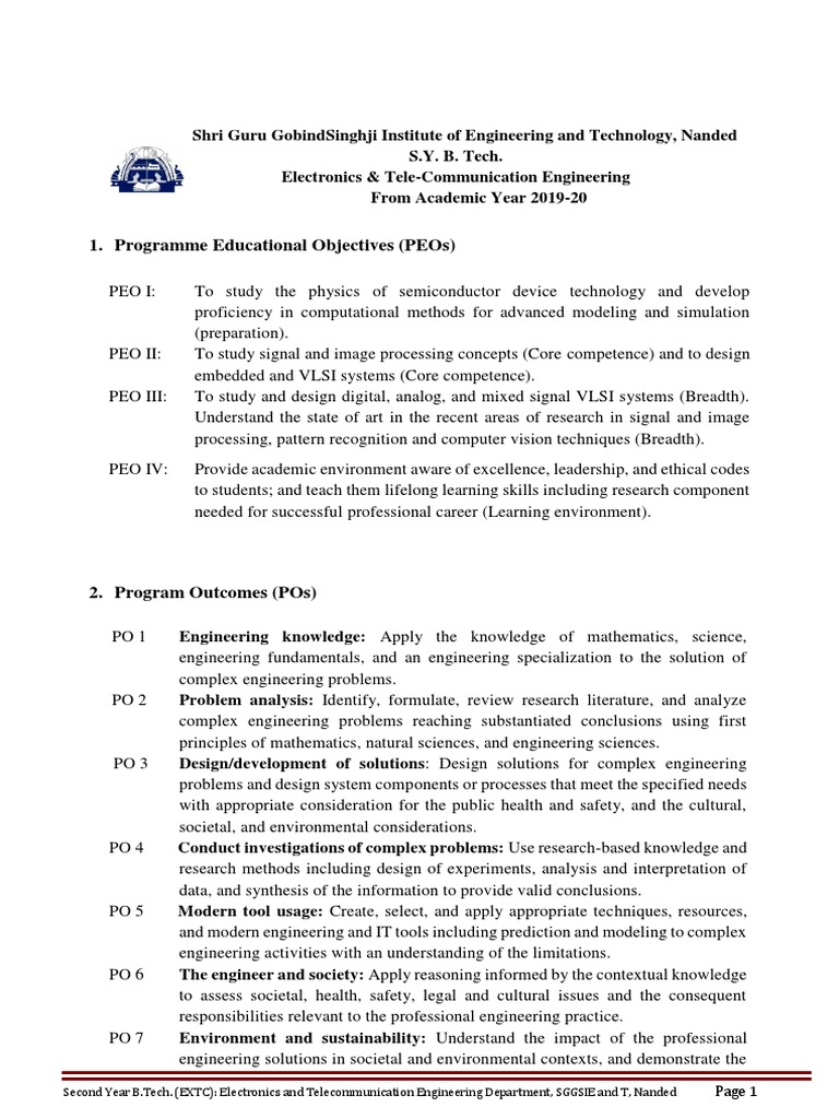 Syllabus SY Electronics and Telecommunication PDF | PDF | Numerical ...
