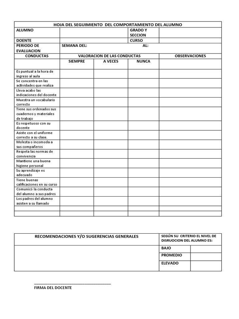 Hojas De Trabajo Para El Manejo Del Comportamiento 21 Ejemplos De