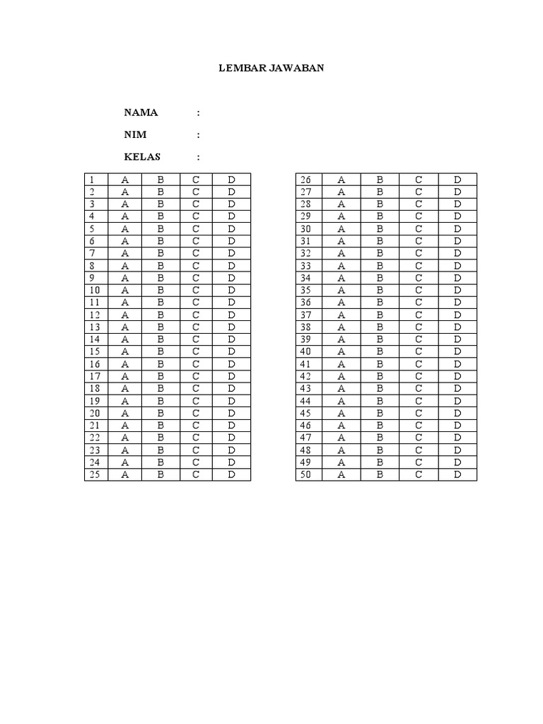 Lembar Jawaban Pilihan Ganda | PDF