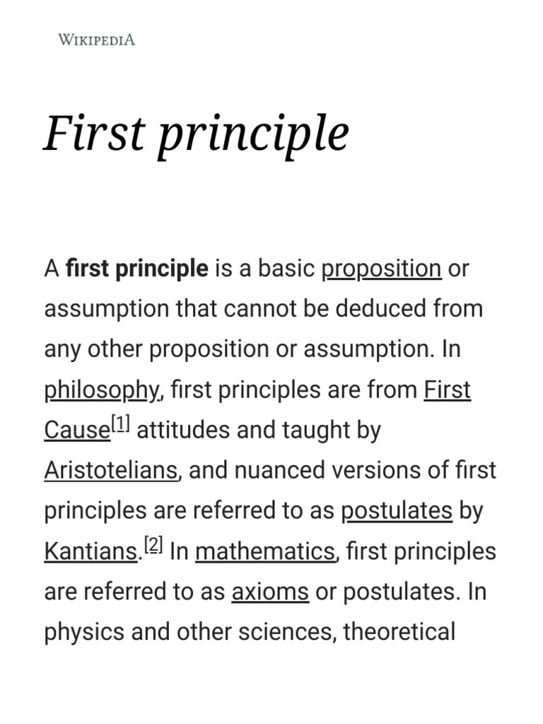 First Principle - Wikipedia | PDF | Reasoning | Epistemological Theories