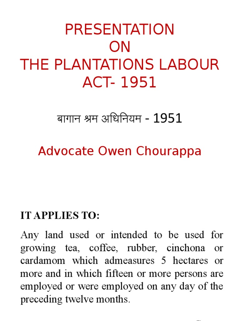 Overview of the Plantation Labour Act 1951 | PDF | Wage | Employment