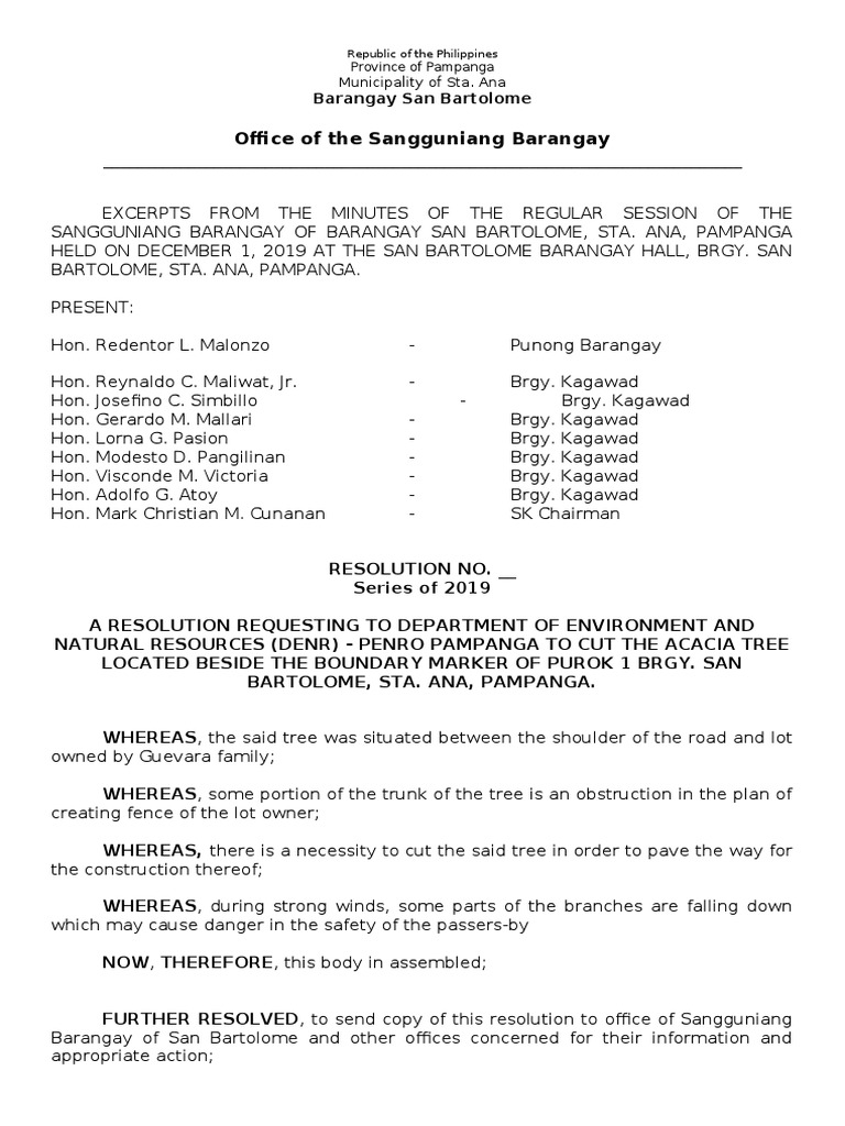 Brgy - Resolution | PDF | Philippines | Nature