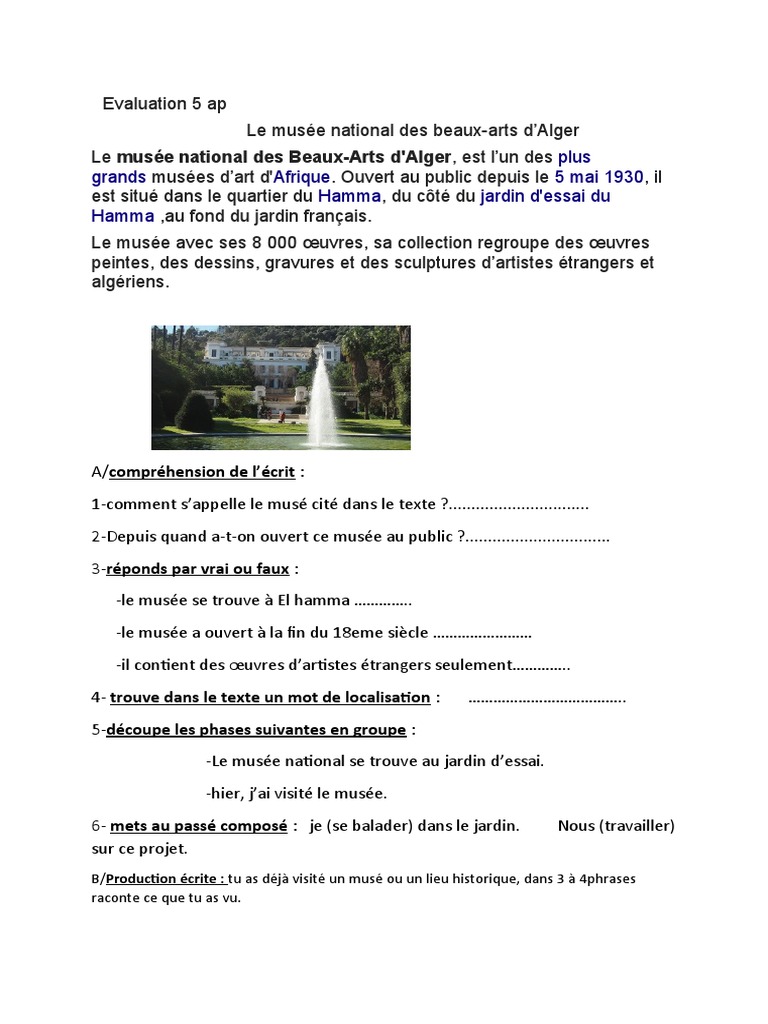 Évaluation sur le musée 5AP | PDF | Art
