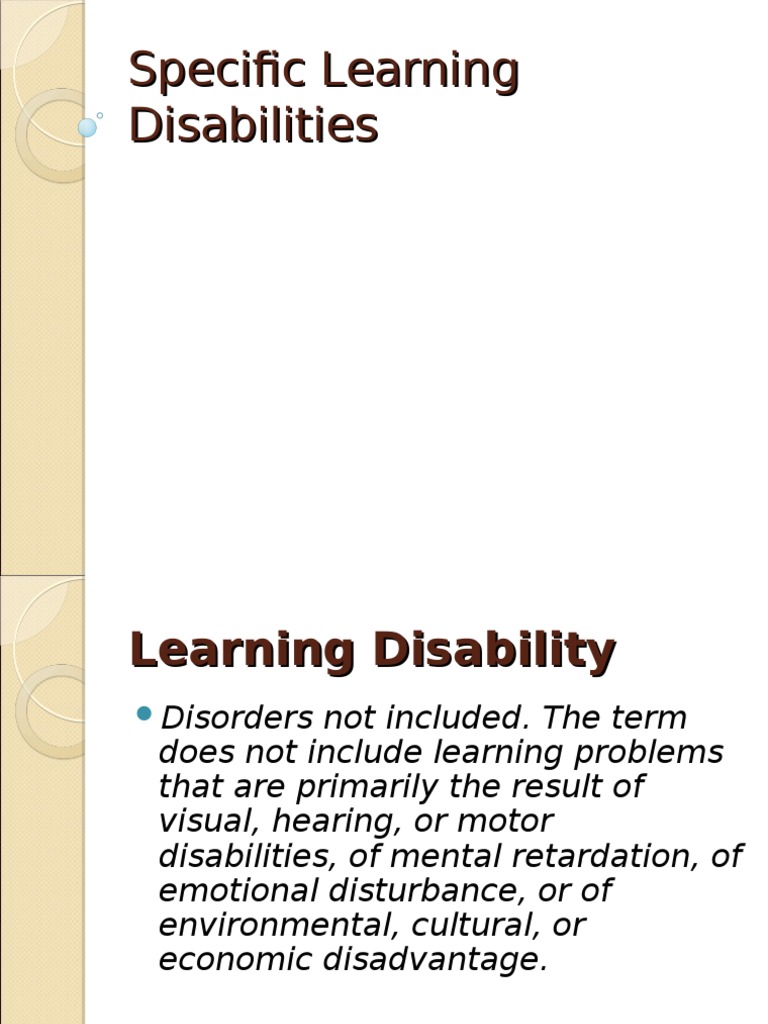 Specific Learning Disabilities | PDF | Learning Disability | Attention ...