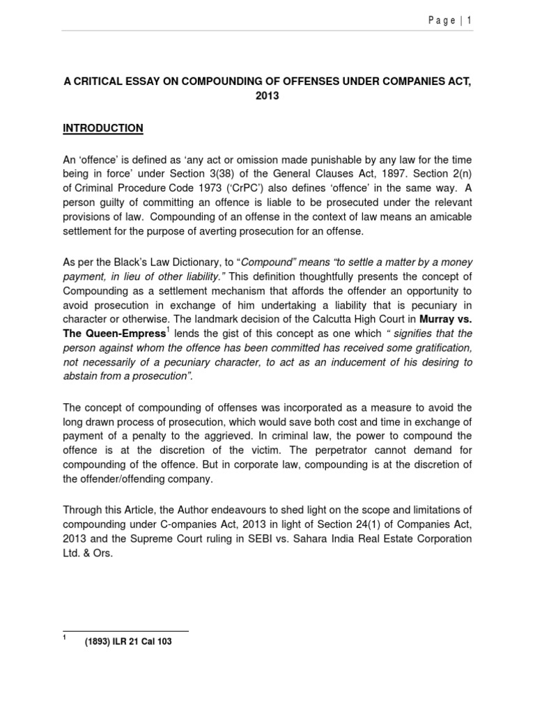 Compounding Under Companies Act PDF | PDF | Crime & Violence | Crime ...