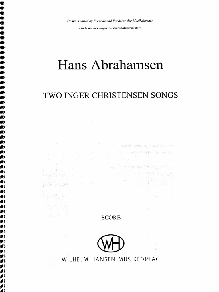 ABRAHAMSEN - Two Inger Christensen Songs PDF | PDF