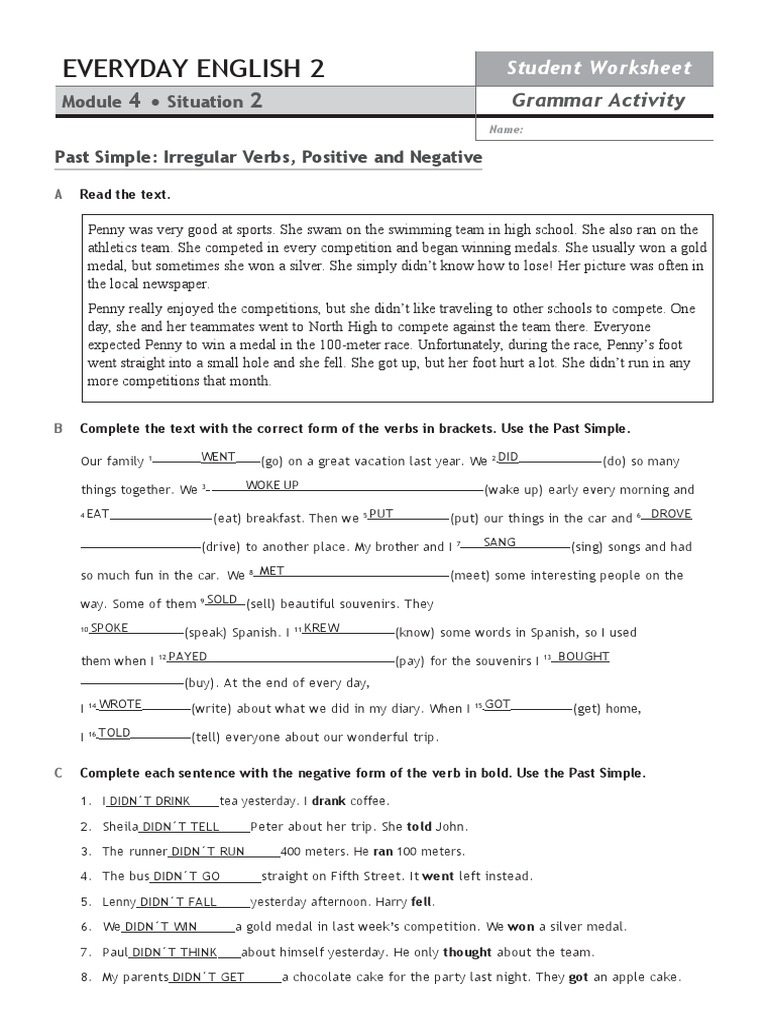Past Simple Irregular Verbs | Download Free PDF | Grammar | Syntax