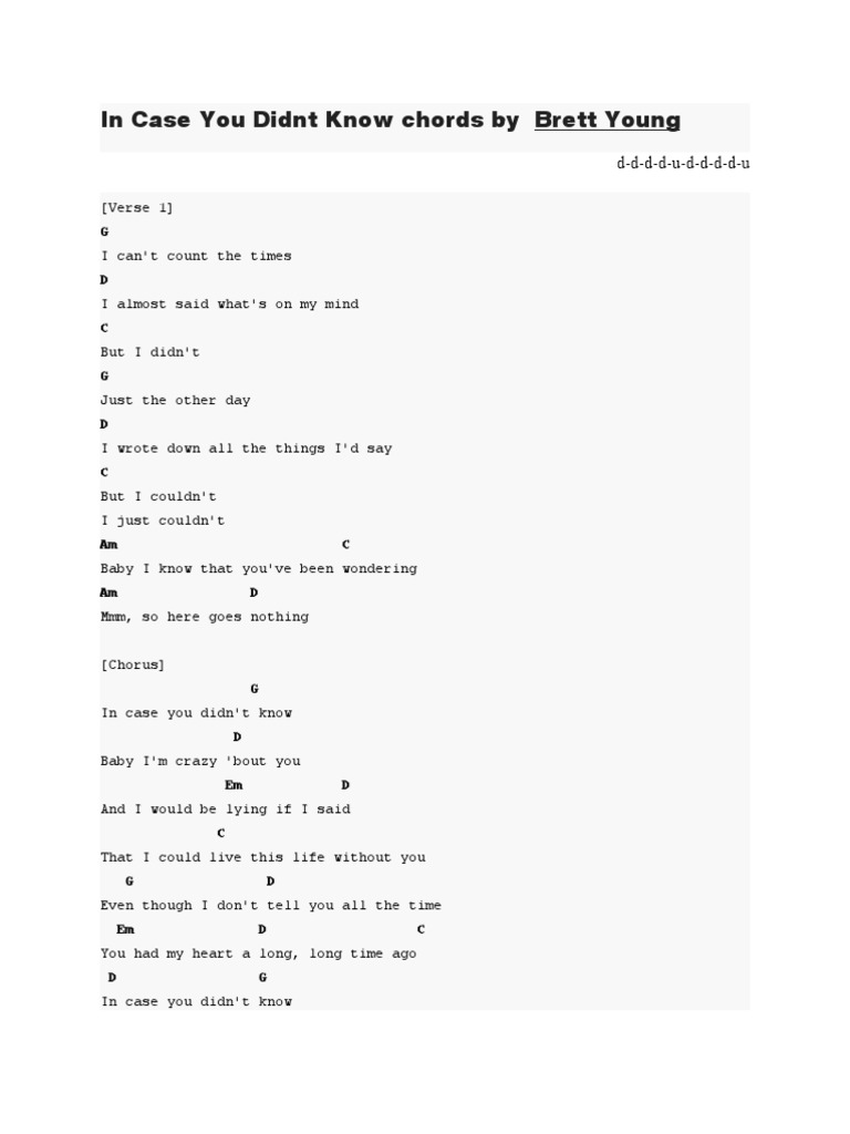 In Case You Didn't Know Chords | PDF