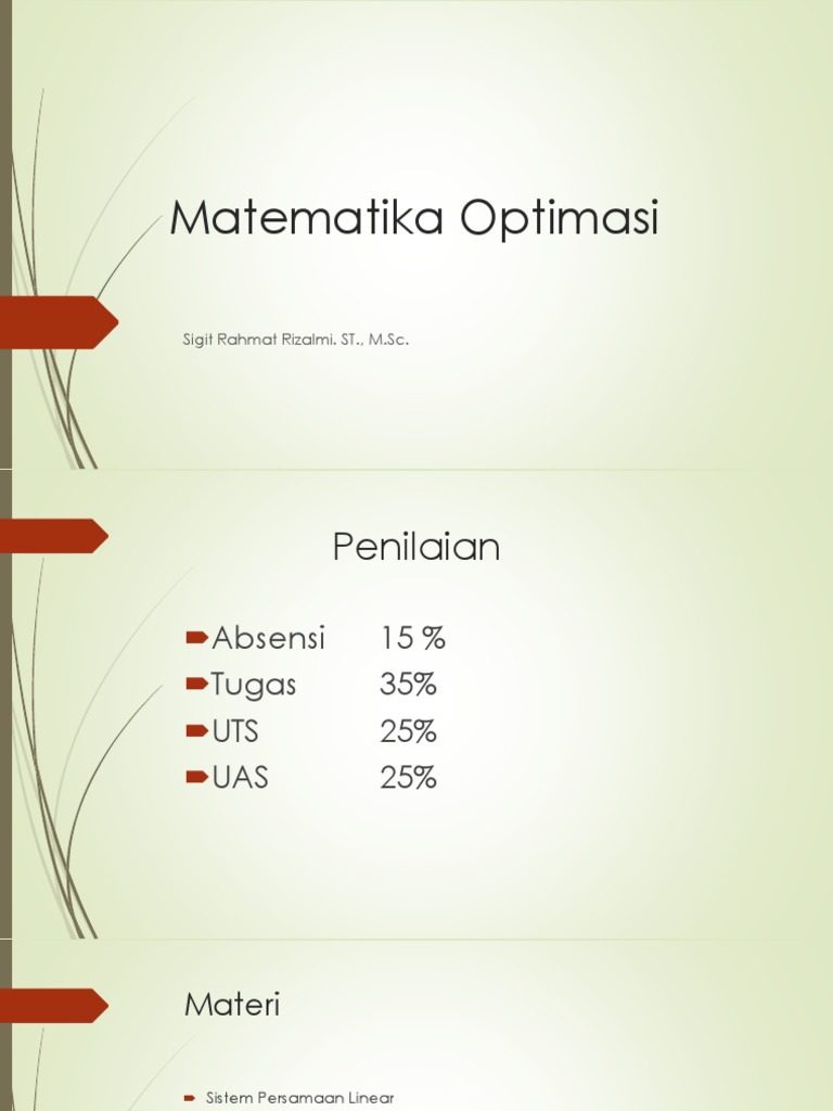 Matematika Optimasi | PDF