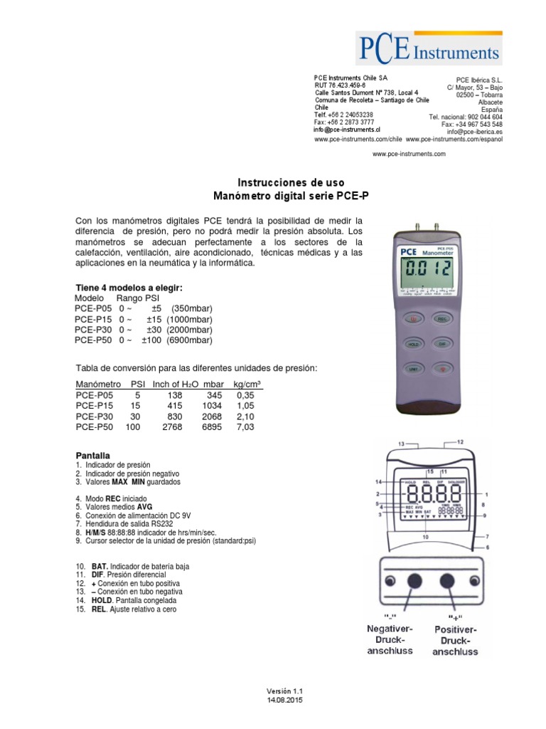 Manual Manometro de Presion Aet AZ PDF | PDF | Calibración | Medida de ...