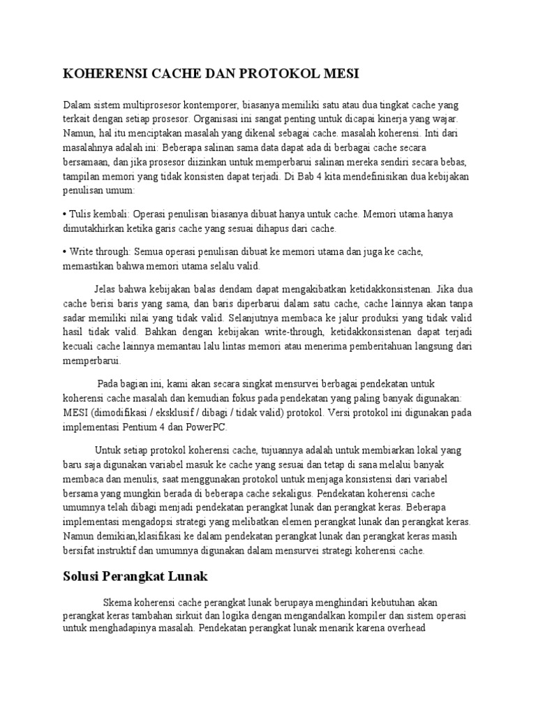 Cache Coherence and The Mesi Protocol | PDF