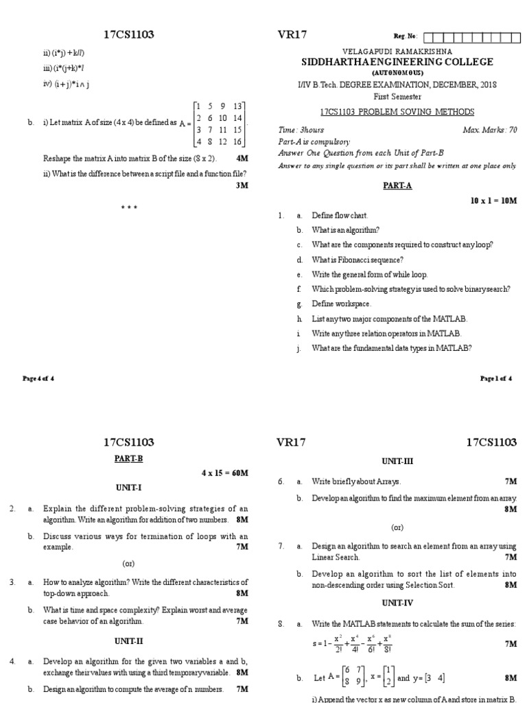 Problem Solving Methods 17cs1103 Pdf Pdf Array Data Structure Algorithms