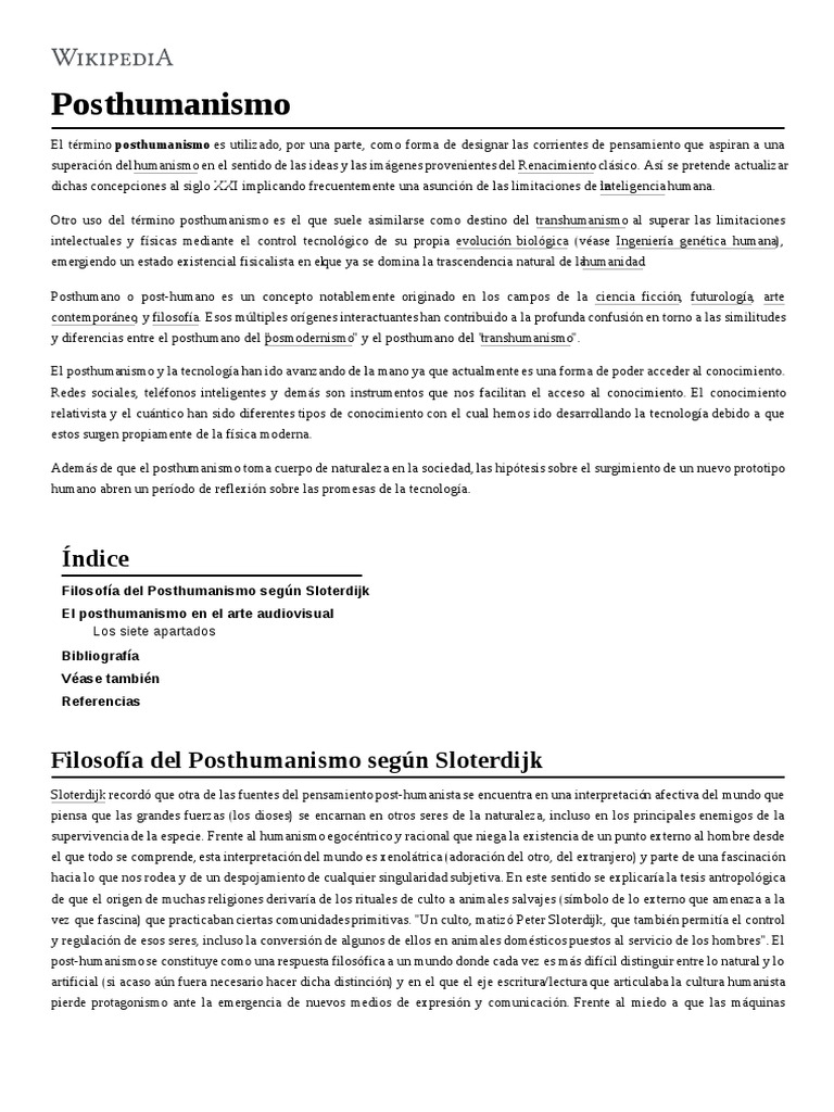 Posthumanismo | PDF | Teorías filosóficas | Movimientos filosóficos