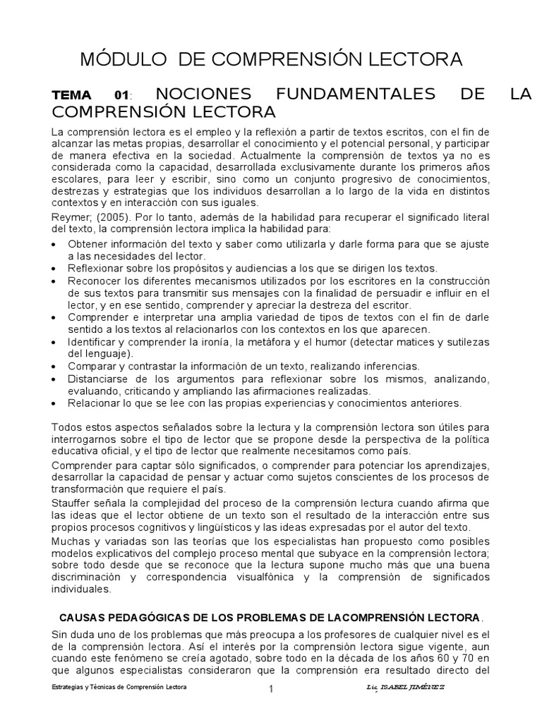 Lectura y Preguntas | PDF | Comprensión lectora | Comprensión