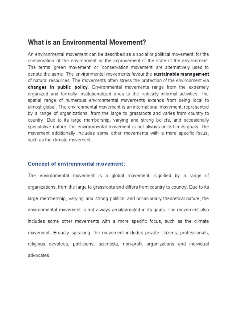Overview of Environmental Movements | PDF | Environmentalism | Global Warming