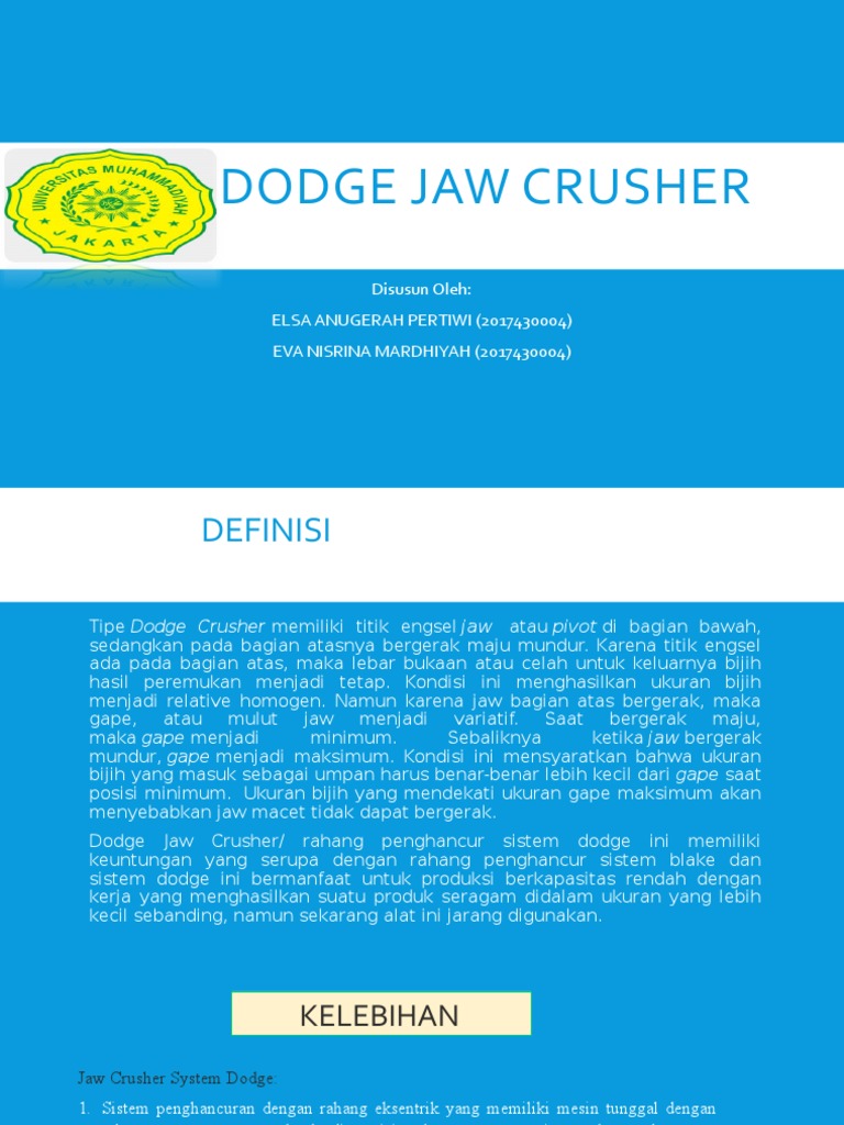 Tugas 1 AIK - Dodge Jaw Crusher (Elsa Dan Eva) | PDF