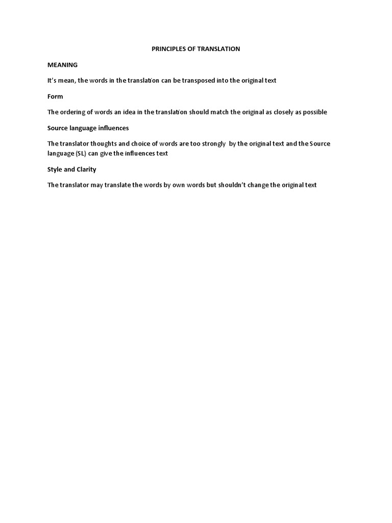 Principles of Translation | PDF