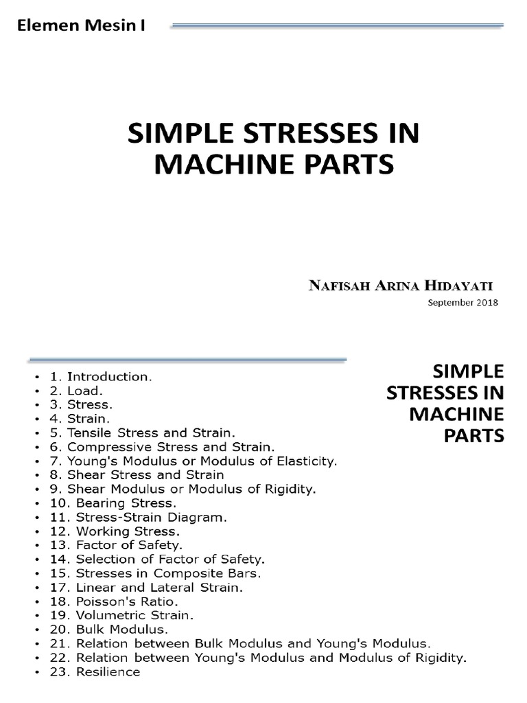 Machine Elements I - Simple Stresses PDF | PDF