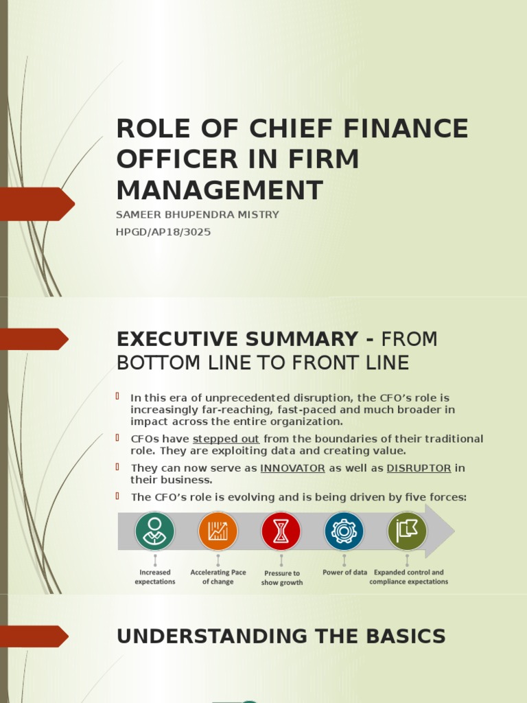 Role of Chief Finance Officer in Firm Management | PDF | Chief ...